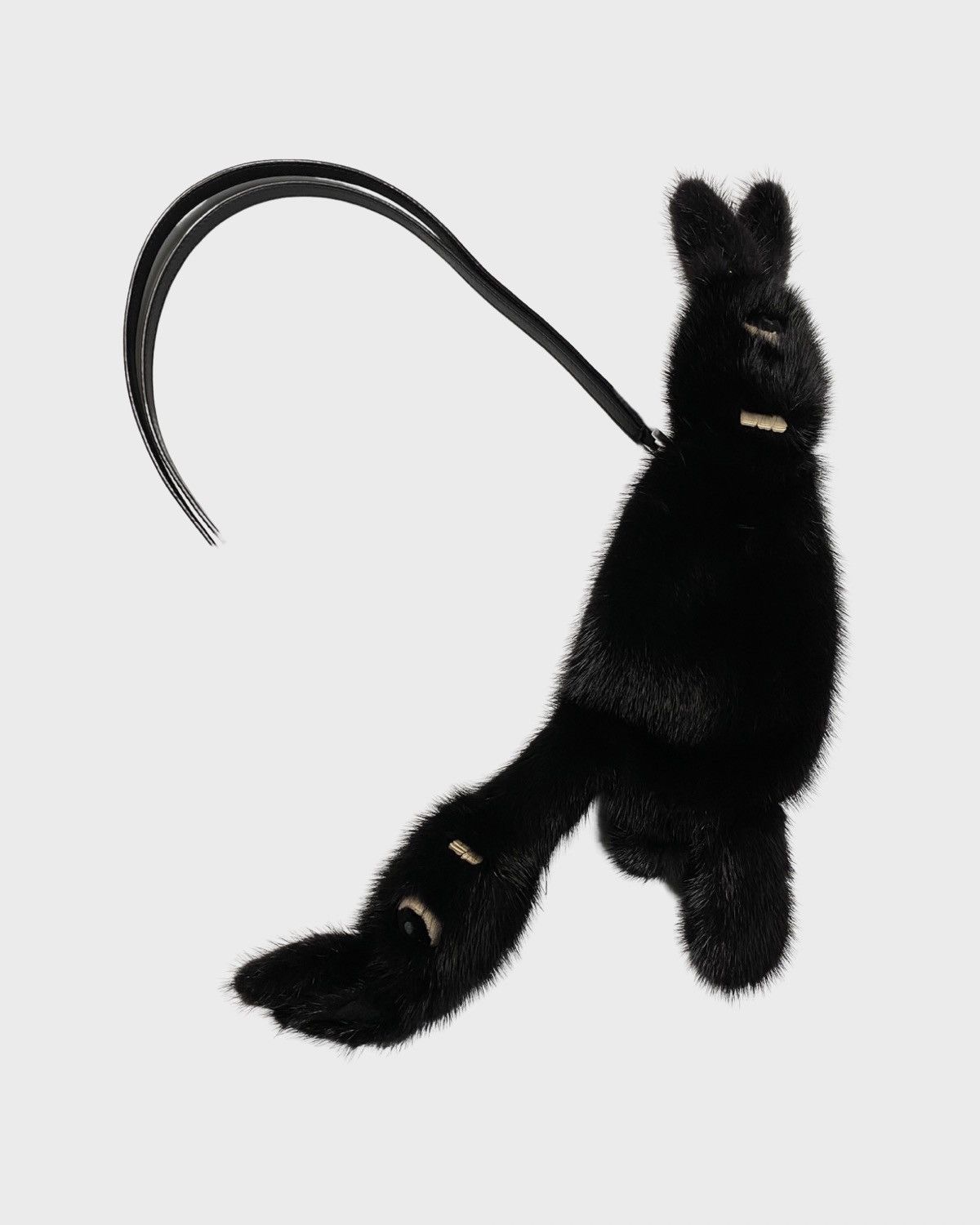 Rick Owens Hunrickowens Siamese 2 headed bunny mink fur black bag pouch ...