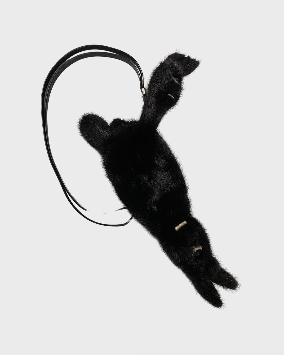 Rick Owens Hunrickowens Siamese 2 headed bunny mink fur black bag pouch ...