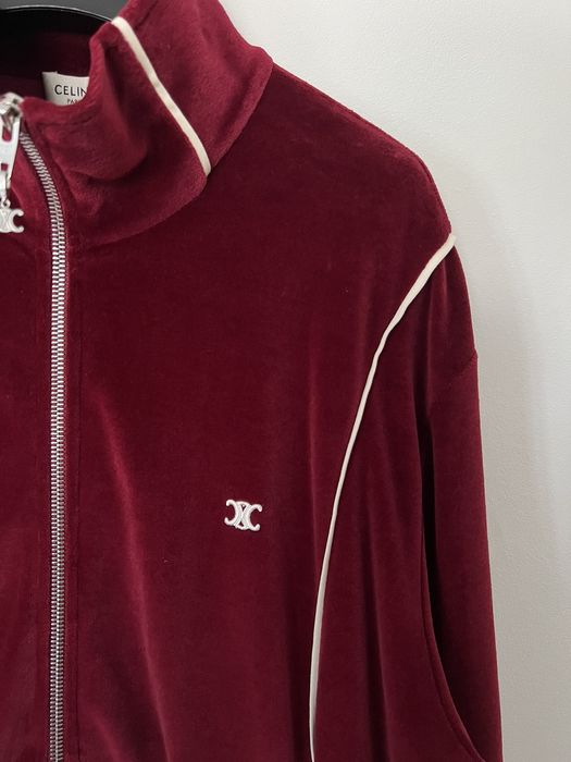 Celine Celine Triomphe velvet track jacket bordeaux red | Grailed