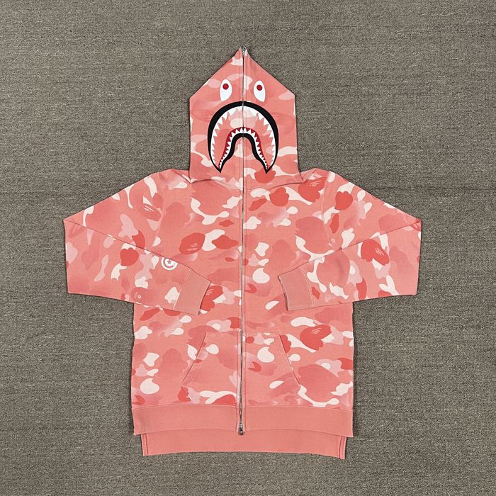 Bape Bape Light Pink Camo Side Zip Shark Hoodie | Grailed