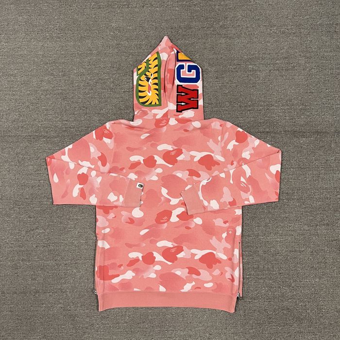 Bape Bape Light Pink Camo Side Zip Shark Hoodie | Grailed
