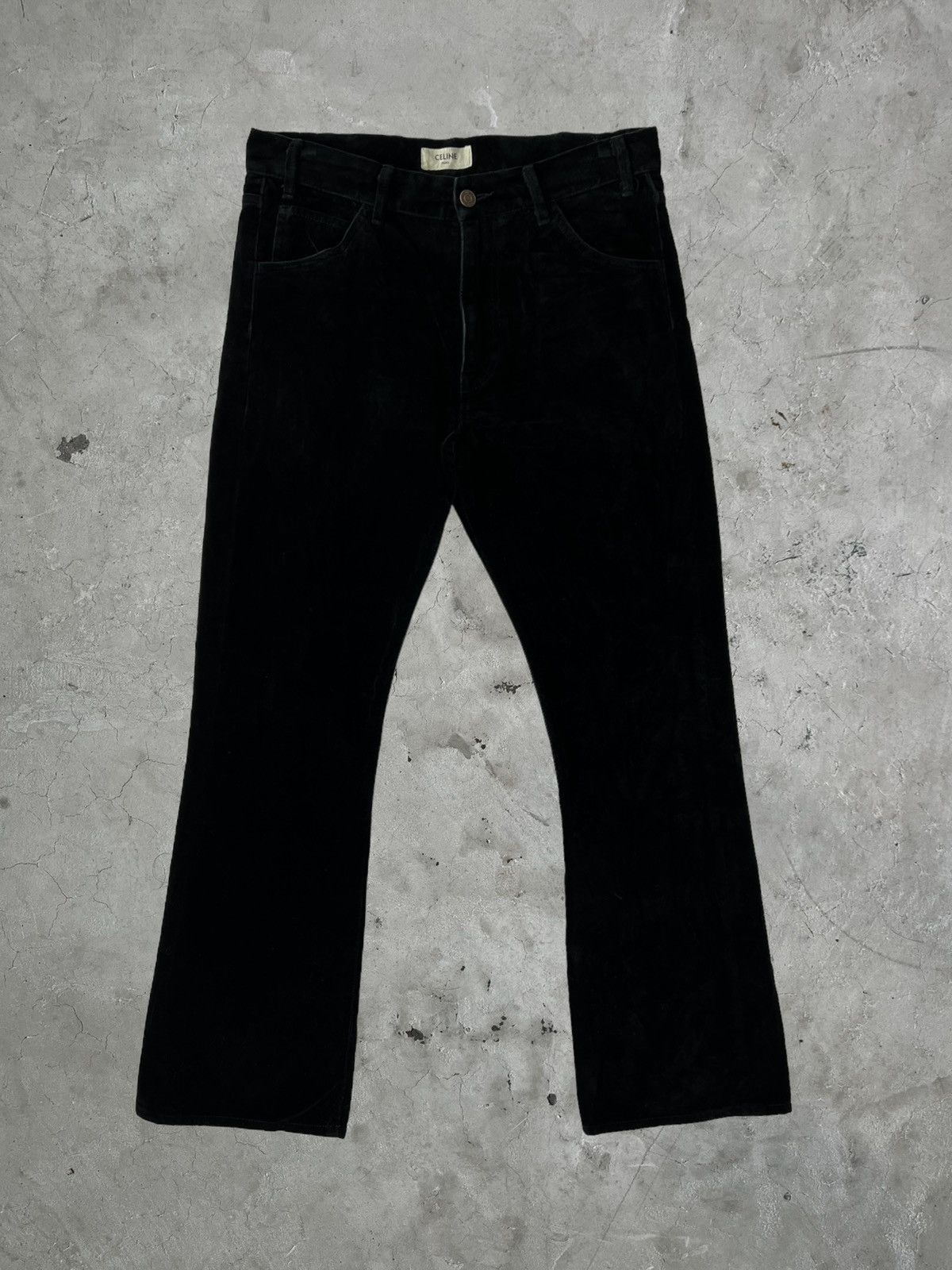 Celine Celine Black Velvet Flared Trousers | Grailed