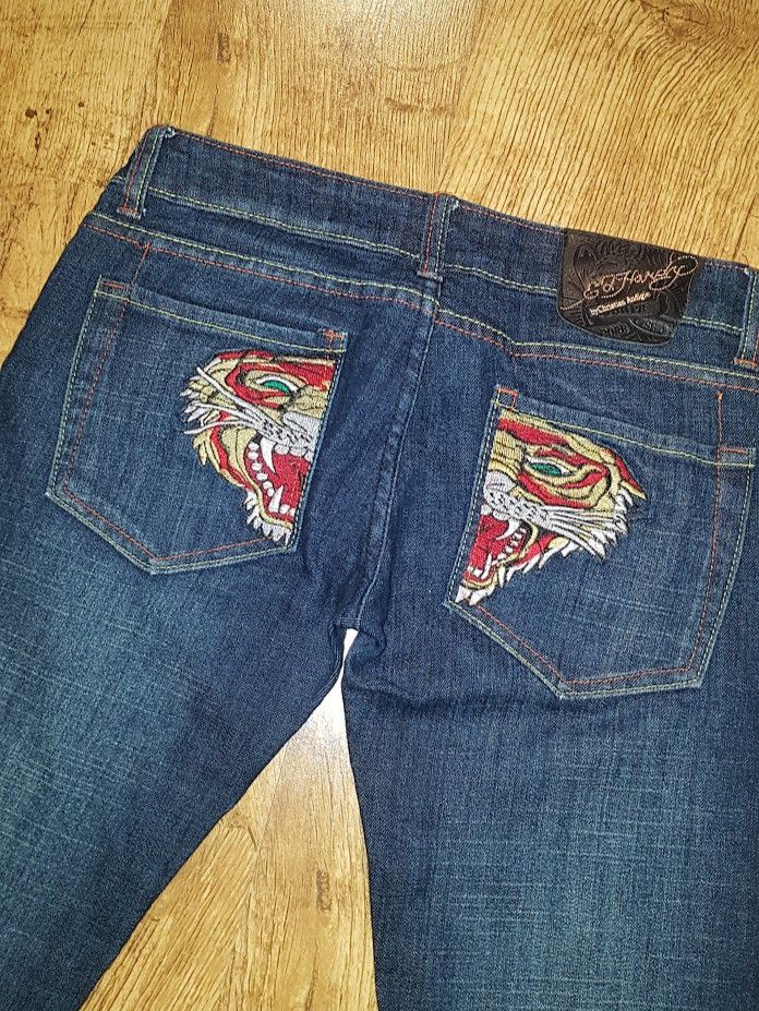 Ed Hardy × Streetwear × Vintage Ed Hardy Embroidered Tiger Back Pockets ...