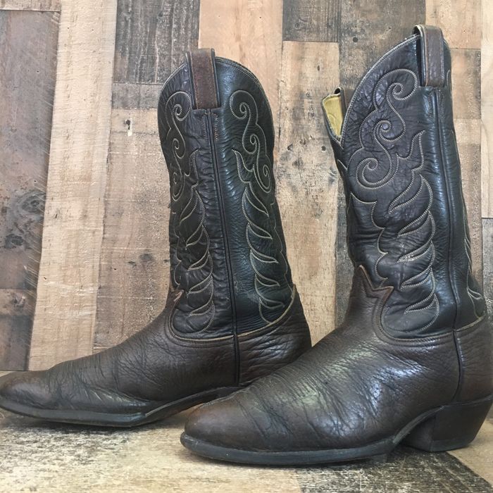Tony Lama Tony Lama Vtg Gold Label Brown Cowboy Boots Mens 11 D | Grailed