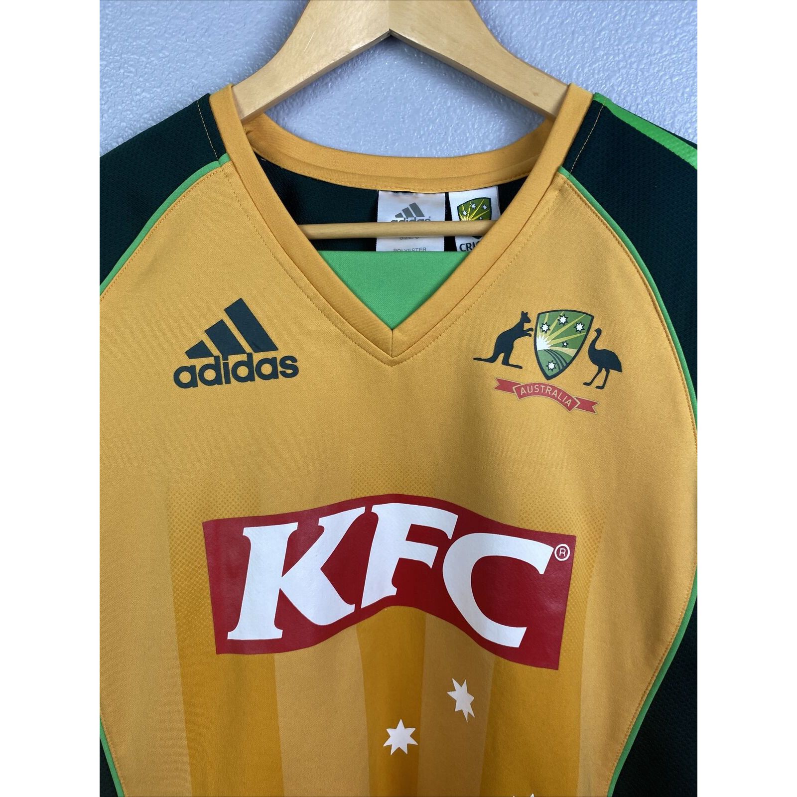 Adidas Adidas Cricket Australia Jersey Yellow KFC ClimaCool Size Small ...