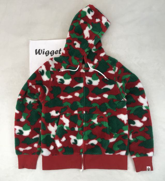 Bape bape A bathing ape Christmas Xmas fleece camo hoodie M medium Red ...