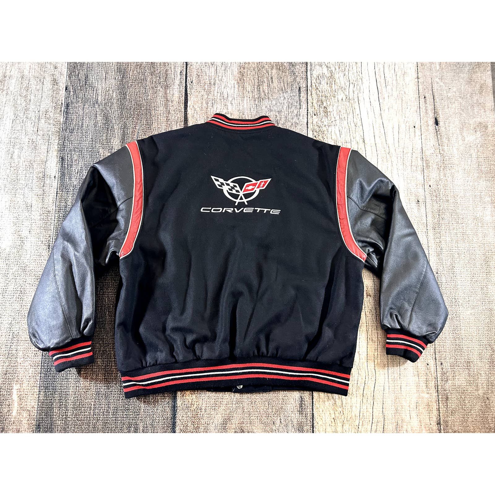 Chevrolet Chevy Corvette Mens Varsity Jacket Reversible Black Red XL ...