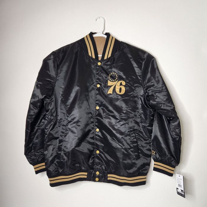 Starter NBA Starter Black Gold Rakuten 76ers Philadelphia Jacket Size ...