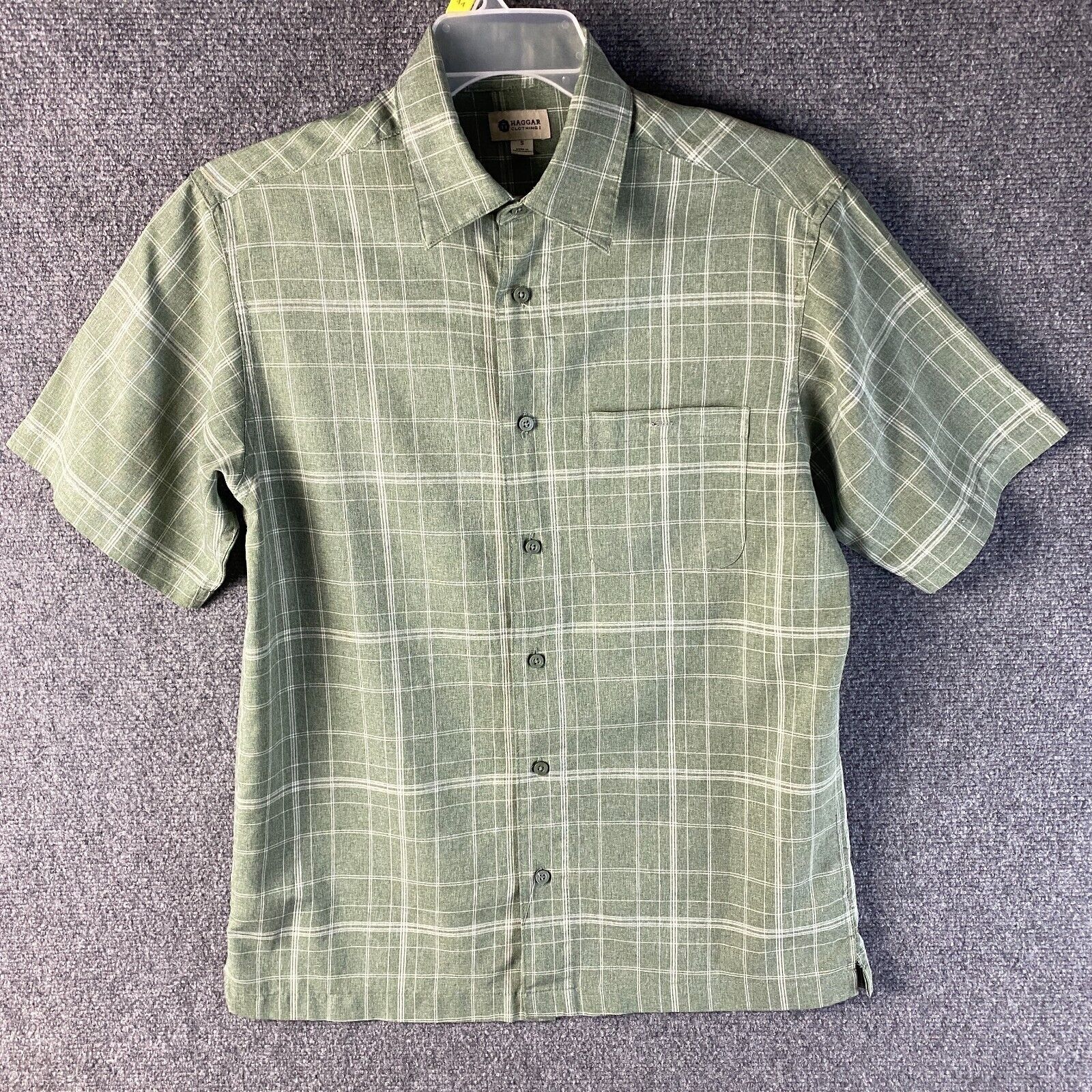 Haggar Haggar Short Sleeve Button Up Shirt Small Green Men's 100% ...