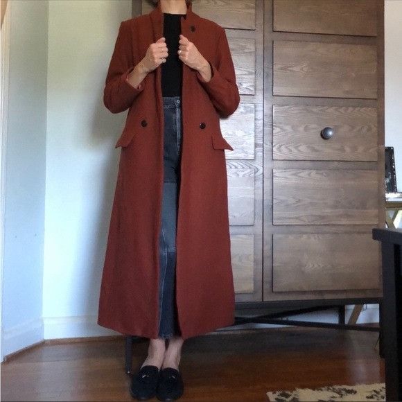 Mr. Larkin Mr Larkin 100% Wool burnt Orange/Brown Sienna long coat. Siz ...