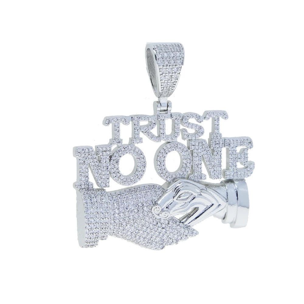 Luxury Iced Out Bling Letters Trust No One Pendant Necklaces🔥🔥🔥 | Grailed