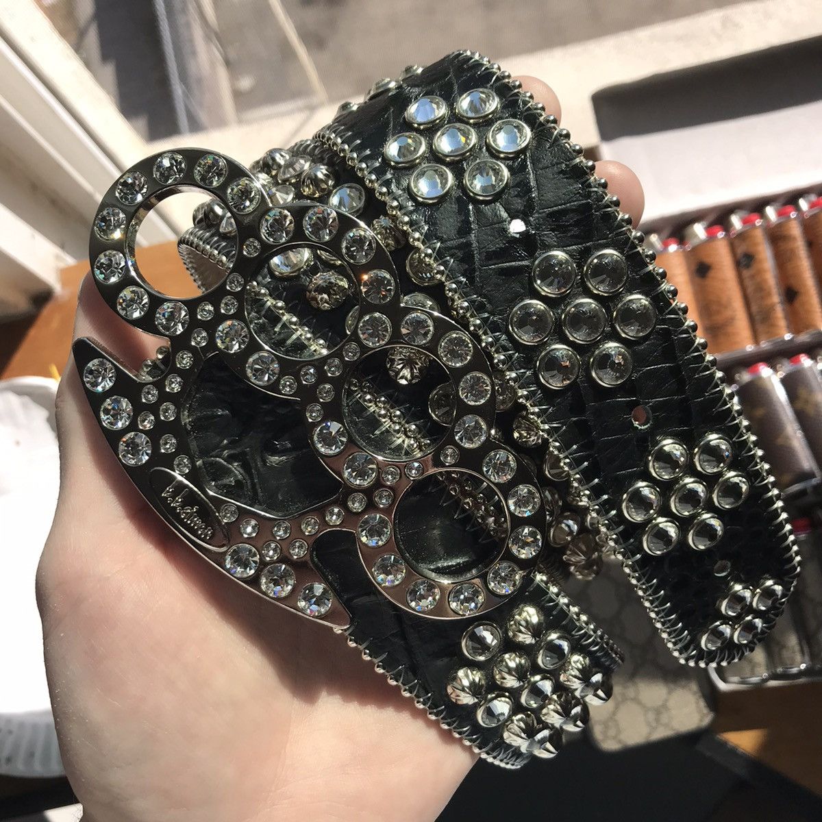 B.B. Simon Brass Knuckle BB Simon Rhinestone Belt | Grailed