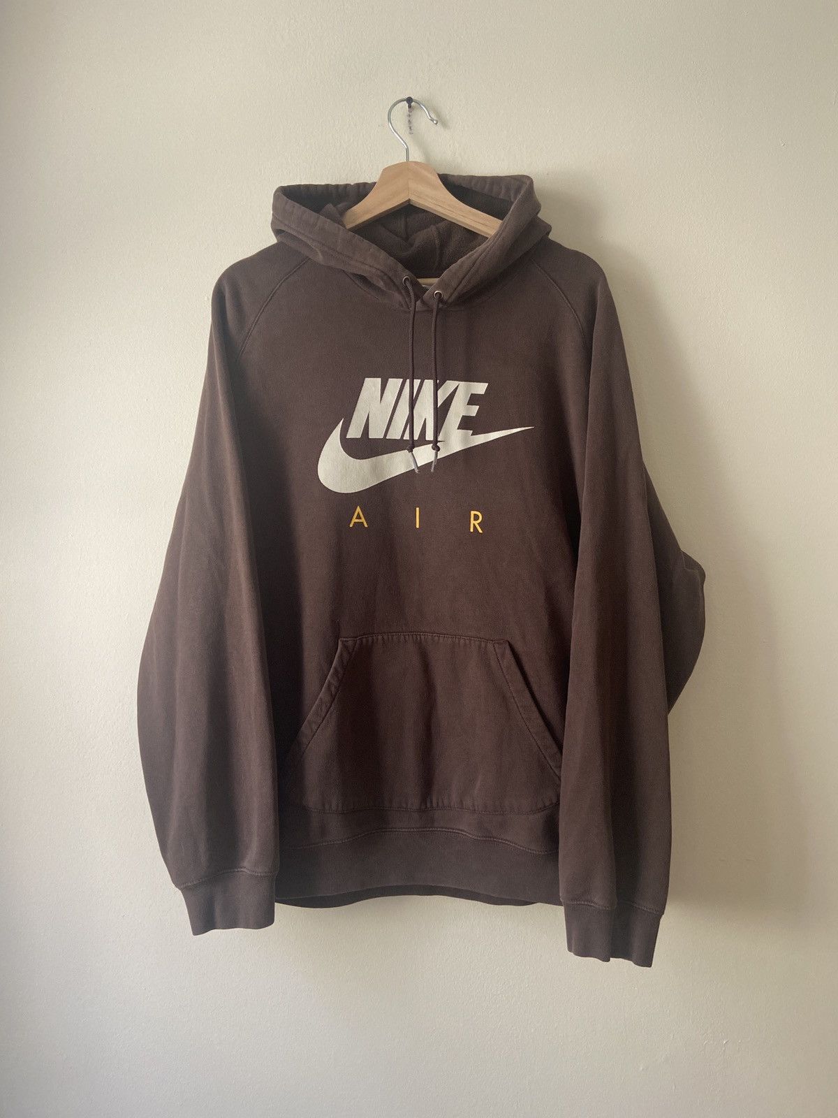 Nike Vintage y2k Nike Air swoosh logo chocolate brown hoodie - XL | Grailed