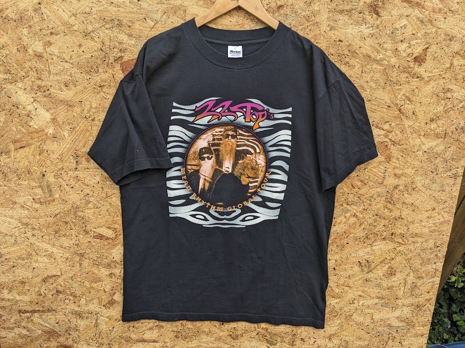 Band Tees × Vintage VTG 90s ZZ Top Mean Rhythm Globalization Double ...