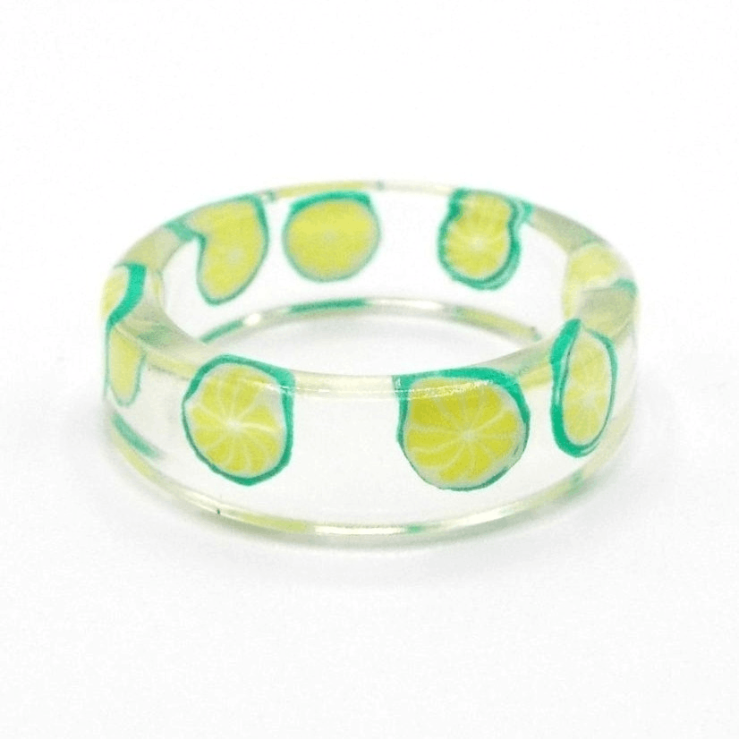 Jewelry Clear Acrylic Resin with Embedded Lime Slices Ring Size 6 | Grailed