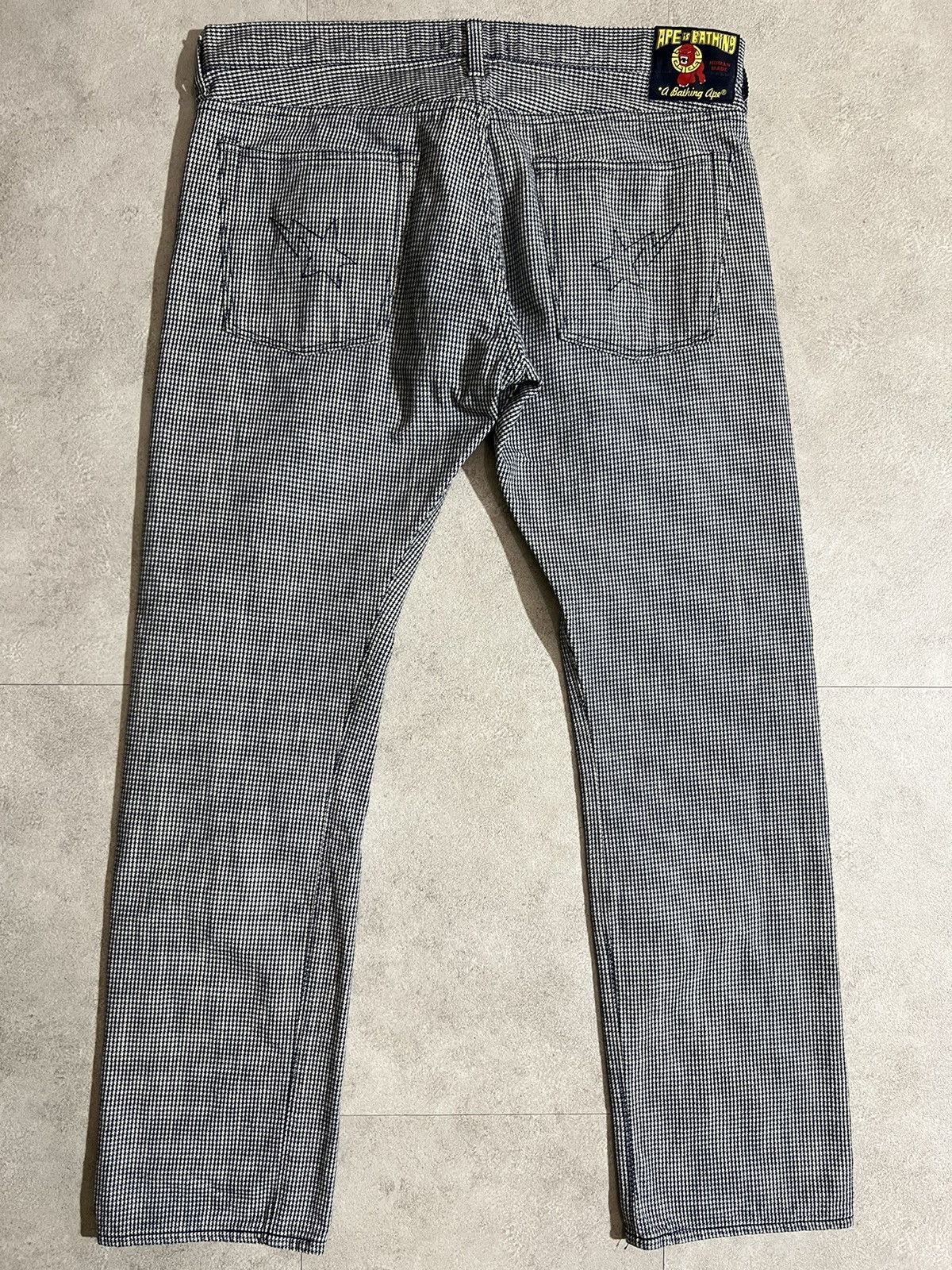 Bape A BATHING APE BAPESTA GINGHAM CHECK DENIM JEANS | Grailed