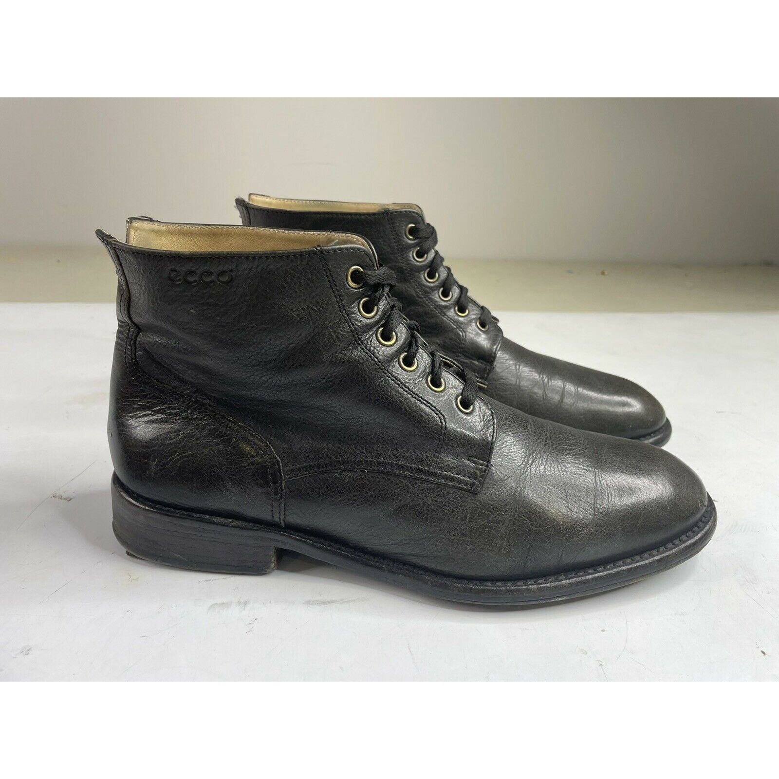Ecco ECCO Mens 42 EI 8/8.5 US Gray Leather Lace Up Ankle Comfort Dress ...