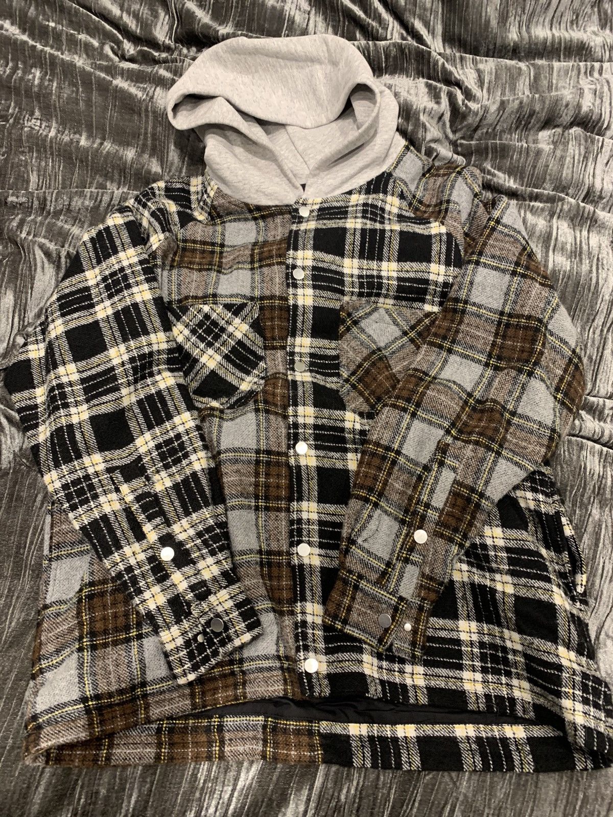 Represent Clo. REPRESENT SS20 MIXED CHECK HOODED FLANNEL OVER-SHIRT ...