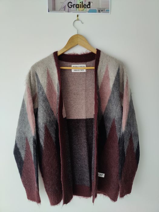 wacko maria diamond mohair cardigan- wacko maria diamond mohair cardigan-