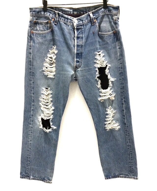 Levi's Made & Crafted Levis 501 Bones Distressed Patchwork Denim Pant ...