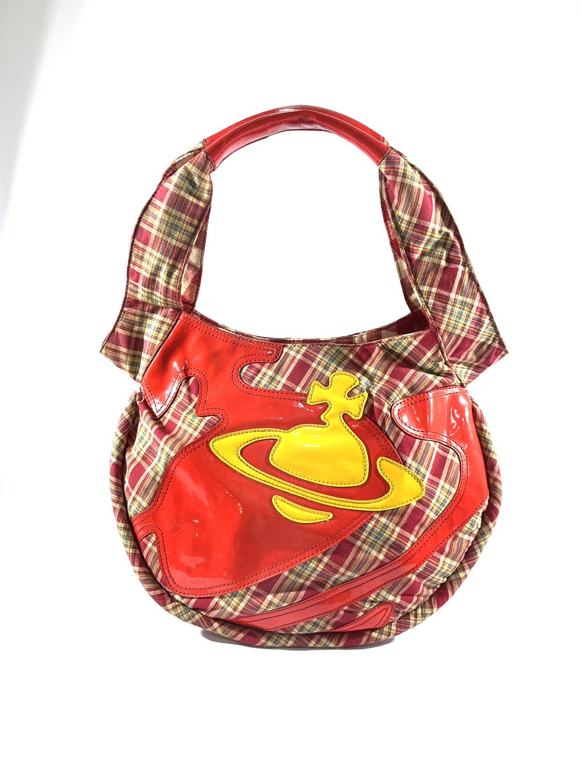 Vivienne Westwood Rare‼️ Patent Giant Orb Checkered Tote Bag | Grailed