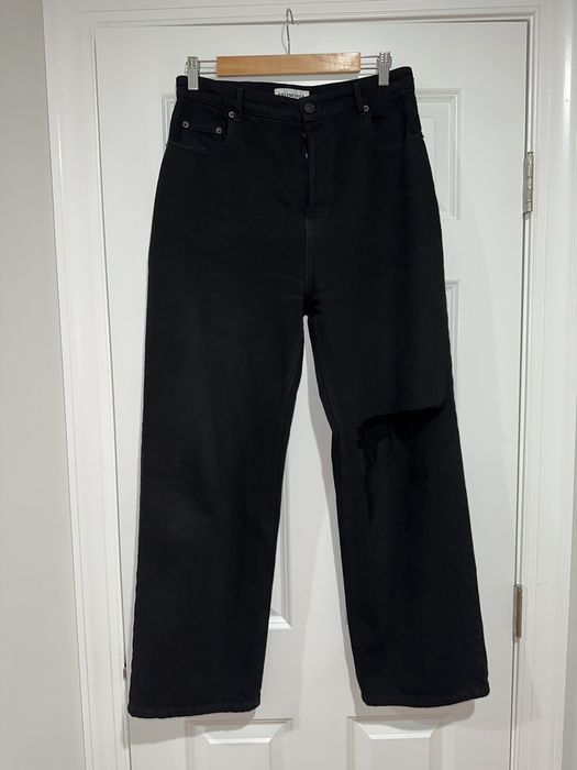 Balenciaga Balenciaga Distressed-Knee Baggy Straight Leg Jeans | Grailed