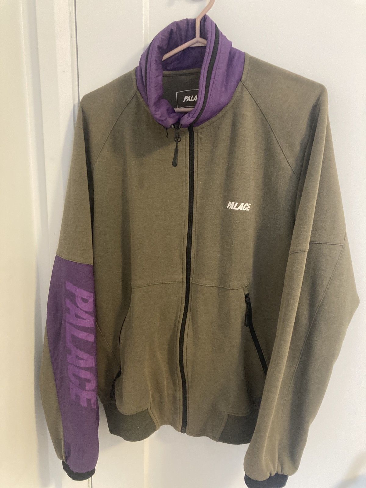 Palace palace s-layer track jacket— olive and purple | Grailed