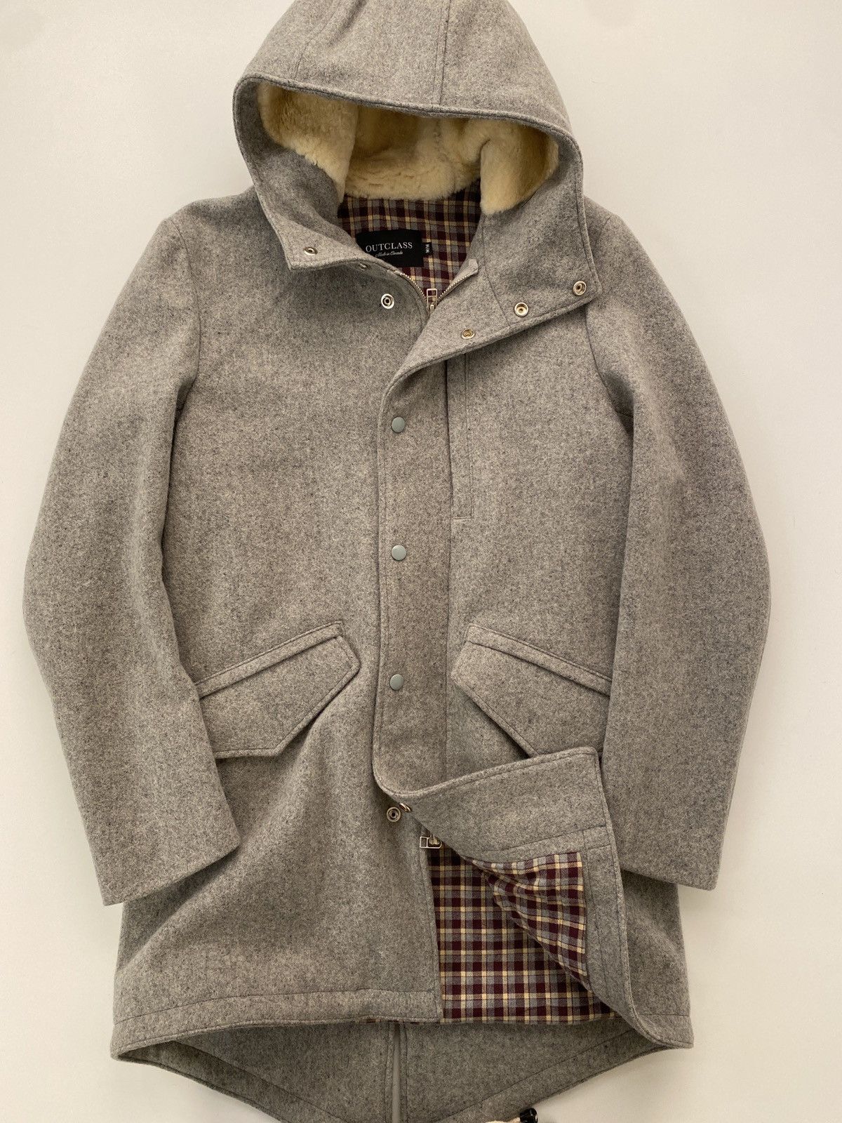 Outclass Outclass Grey wool fishtail parka | Grailed