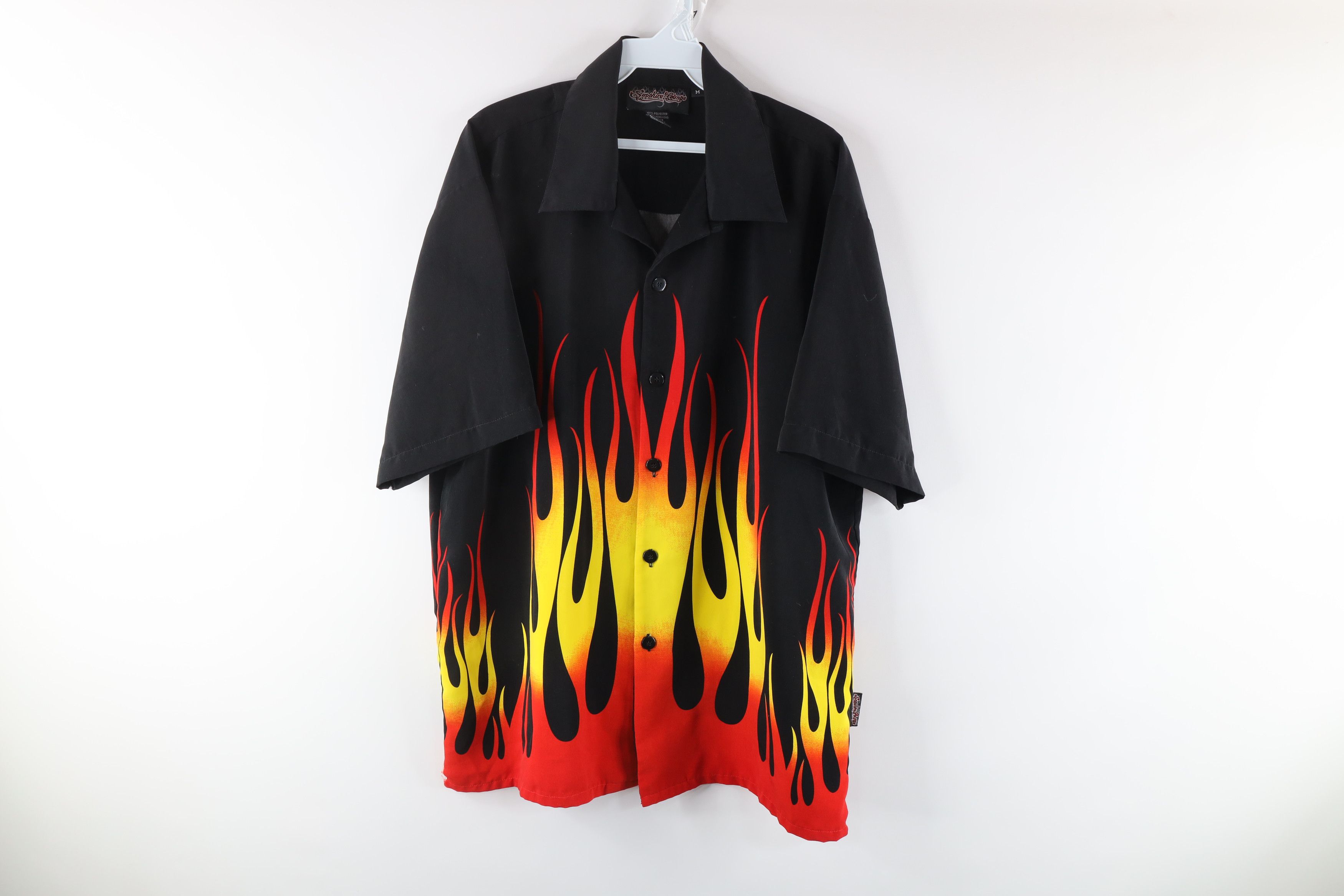 Vintage Vintage 90s Streetwear Guy Fieri Fire Flames Bowling Shirt ...