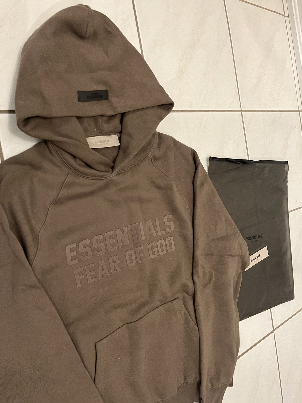 Fear of God Essentials Brown Wood Hoodie | Grailed