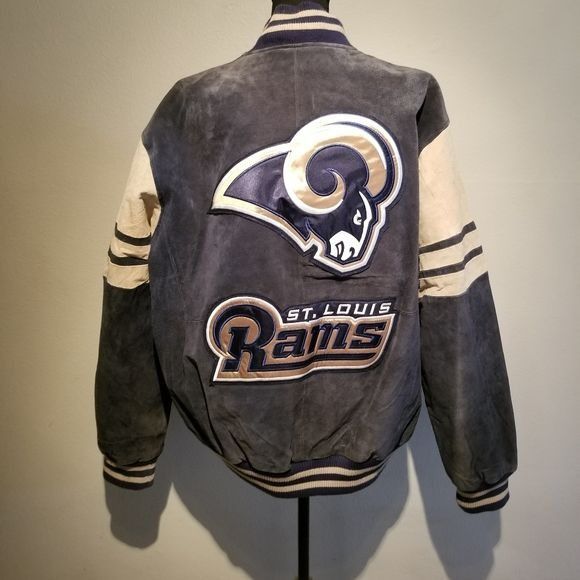NFL ST LOUIS RAMS LEATHER JACKET HUGE LOGOS XL | Grailed