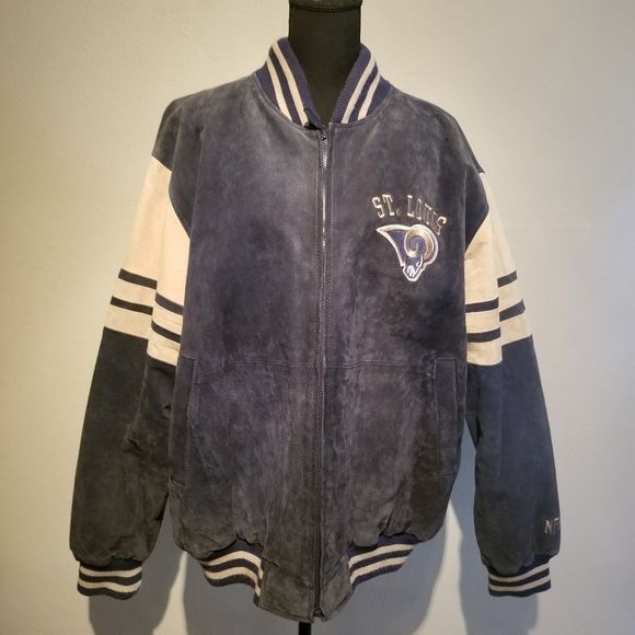 NFL ST LOUIS RAMS LEATHER JACKET HUGE LOGOS XL | Grailed