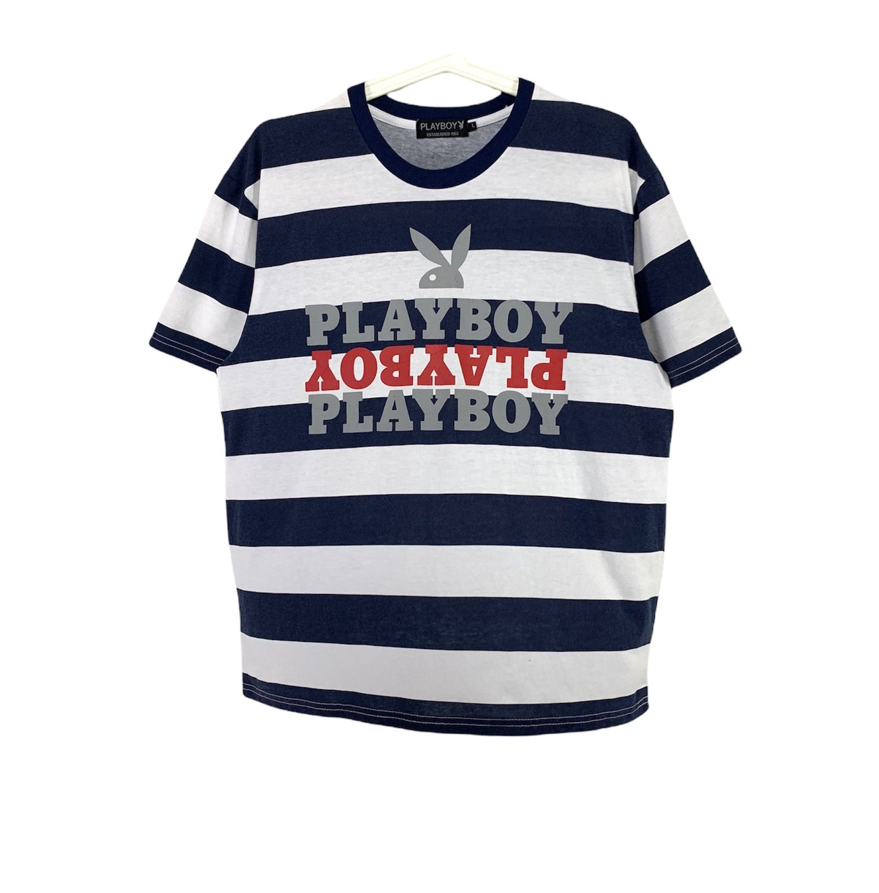 Playboy Playboy spellout stripe vintage tshirt | Grailed