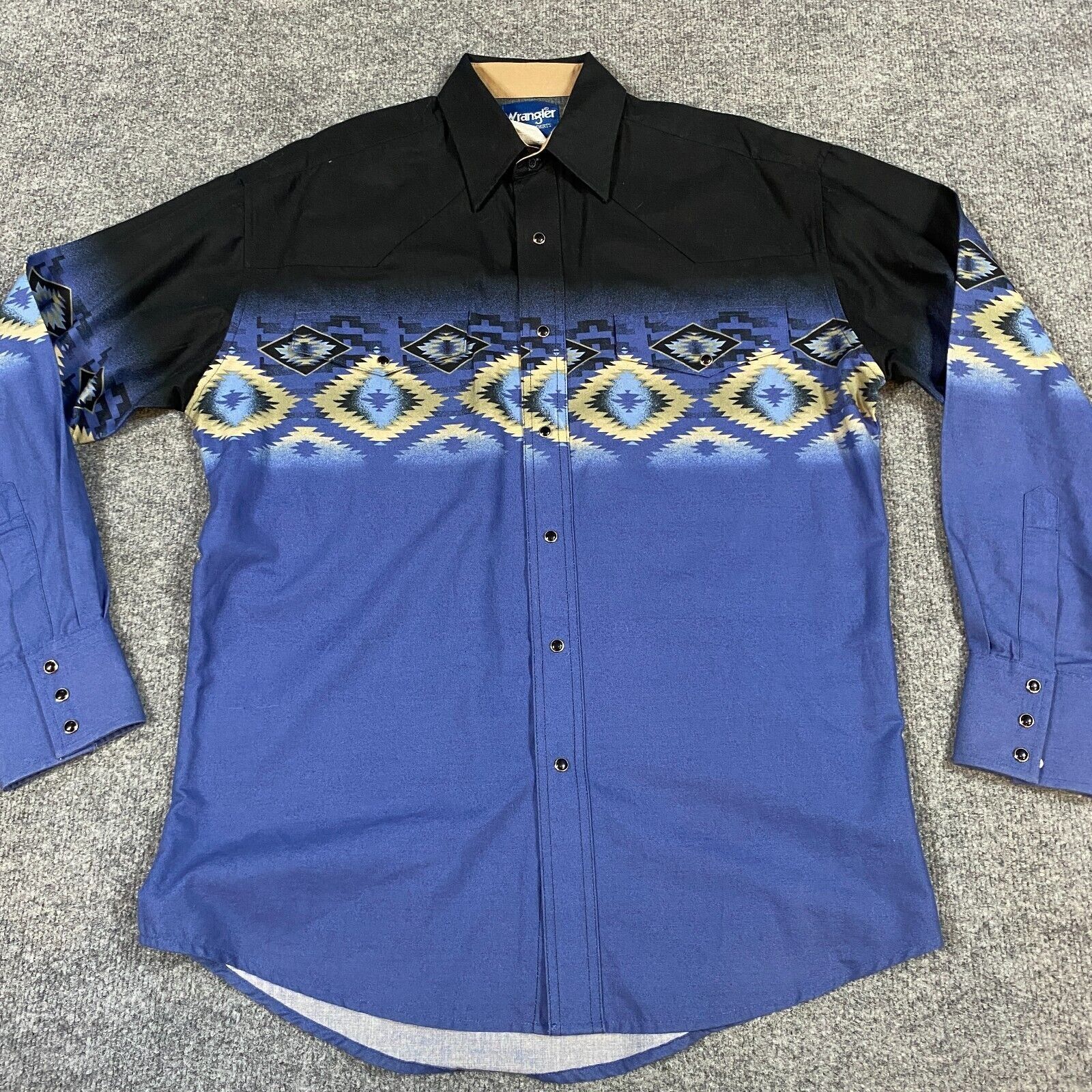 Wrangler Wrangler Mens Western Shirt M Blue Long Sleeve Southwestern ...