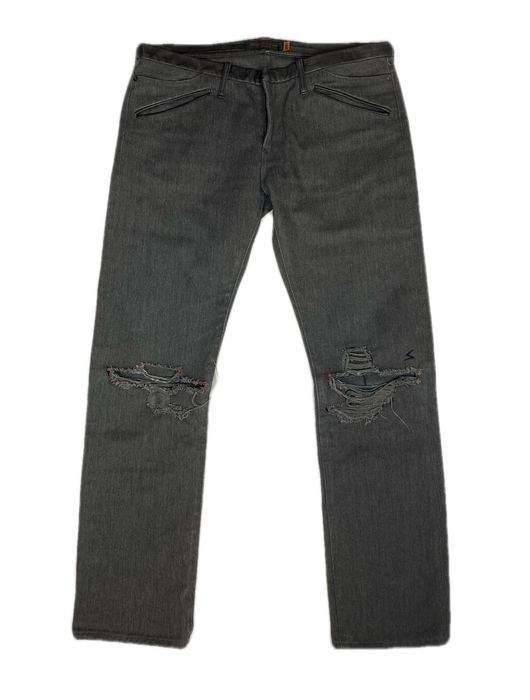 Undercover Undercover Grey Ripped Zipper Lightning Bolt Jeans | Grailed