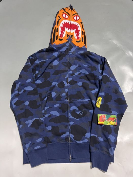 Bape BAPE Tiger full zip hoodie blue camo | Grailed