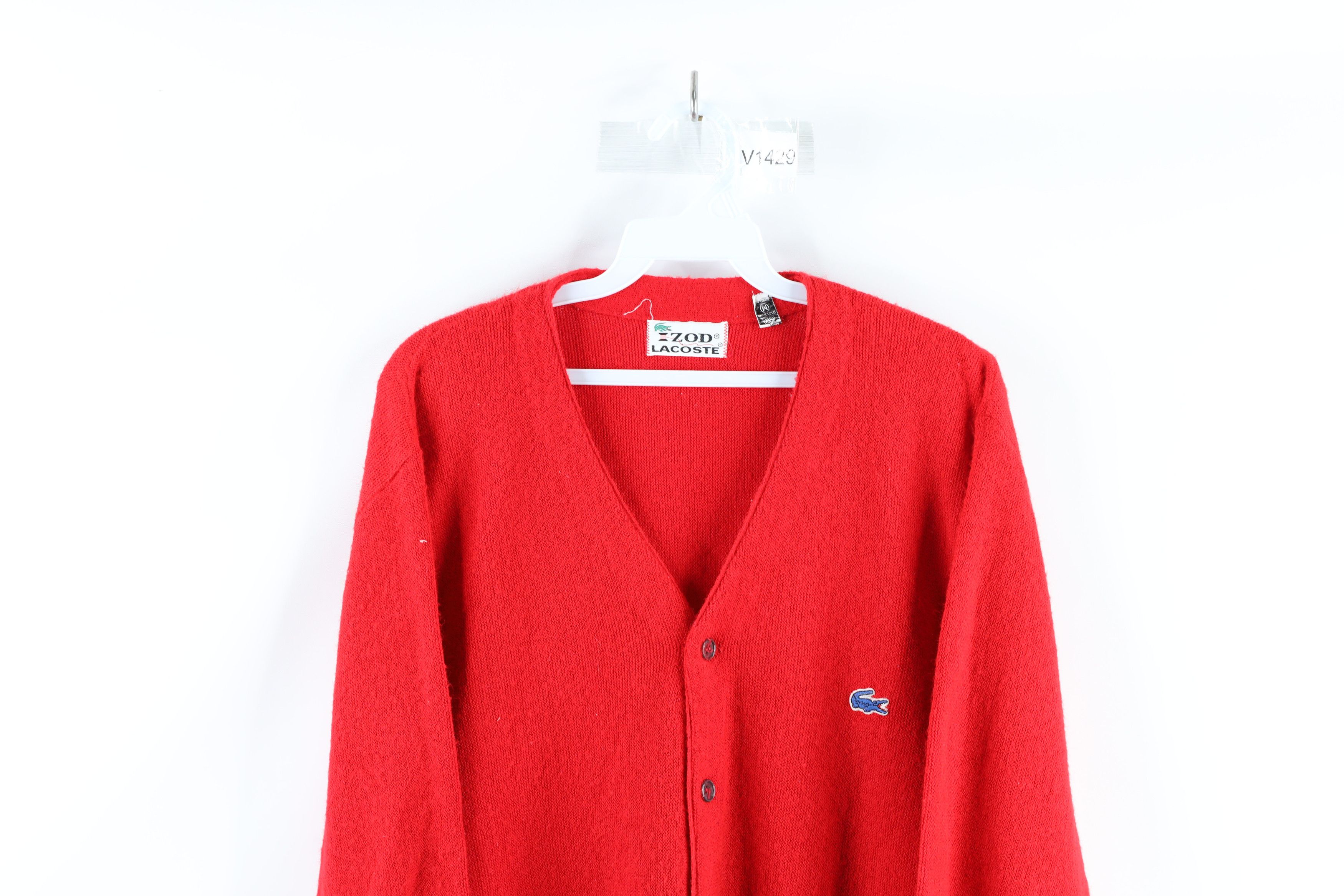 Vintage Vintage 80s Izod Lacoste Croc Logo Knit Cardigan Sweater Red ...