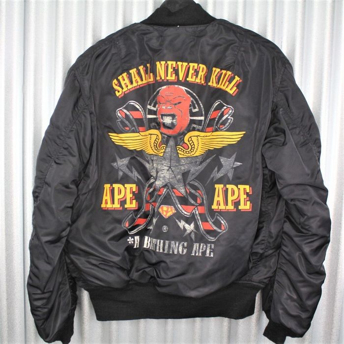 Bape Vintage Real McCoys Bape A Bathing Ape MA-1 Flight Bomber Ja | Grailed