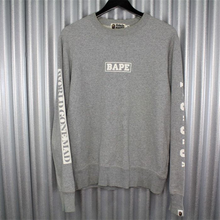 Bape A Bathing Ape Bape World Gone Mad Pullover Sweatshirt Gray M | Grailed