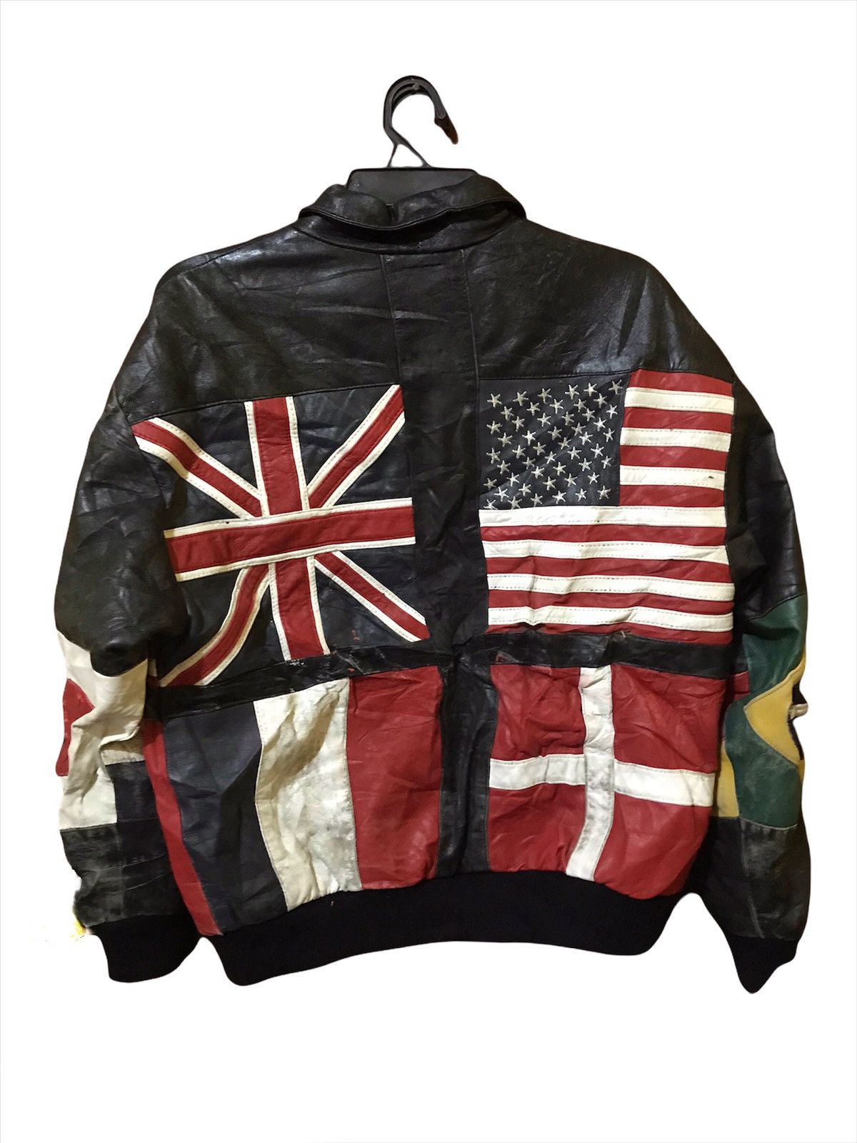 Vintage Quality Leather Flag Jacket | Grailed