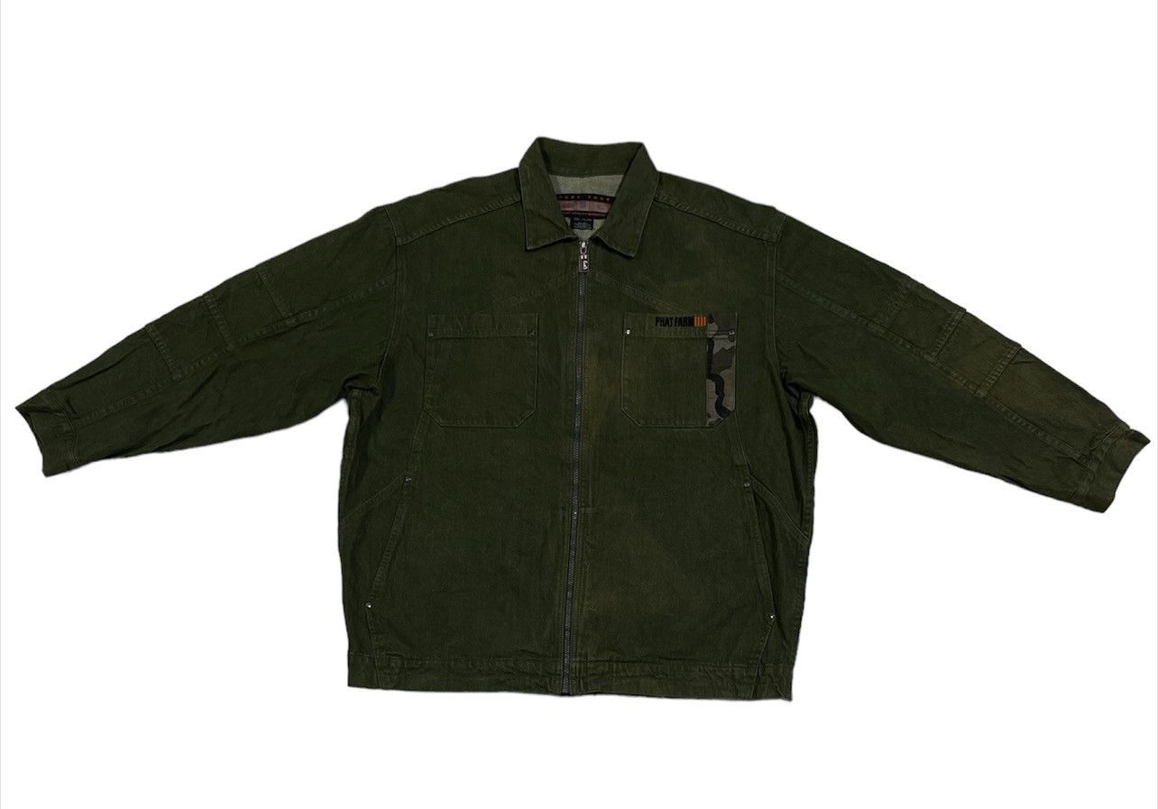 Vintage PHAT FARM ARMY GREEN DENIM JACKET 90s Y2K RAPPER STYLE | Grailed