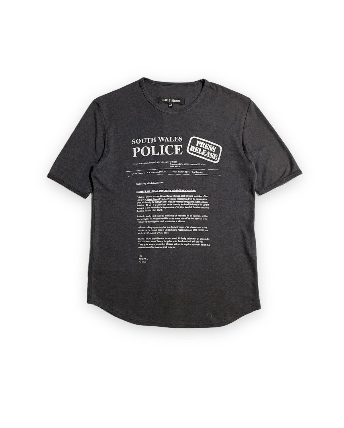 Raf Simons AW01 “Riot!, Riot!, Riot!” Police Tee | Grailed