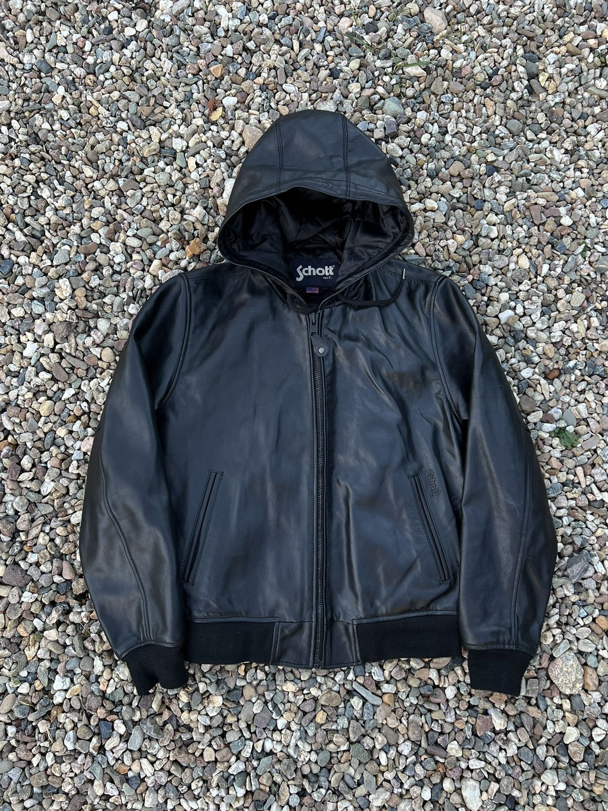 Leather Jacket × Schott Schott USA leather hooded jacket | Grailed