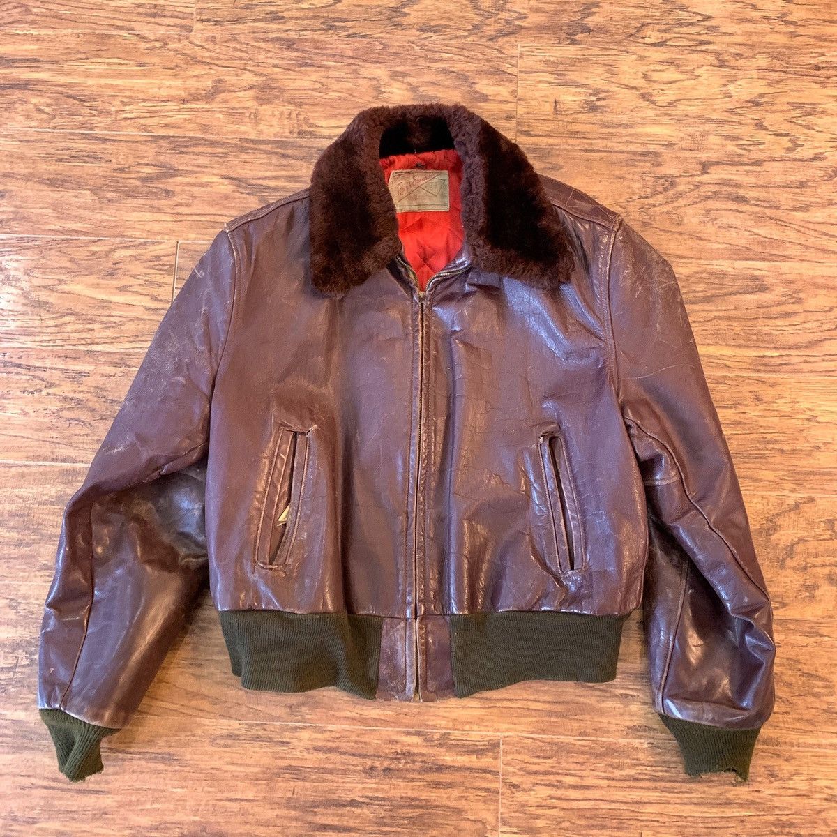 Vintage Ralph Edwards VTG Brown Leather Fur G-1 Airman Bomber Jacket ...