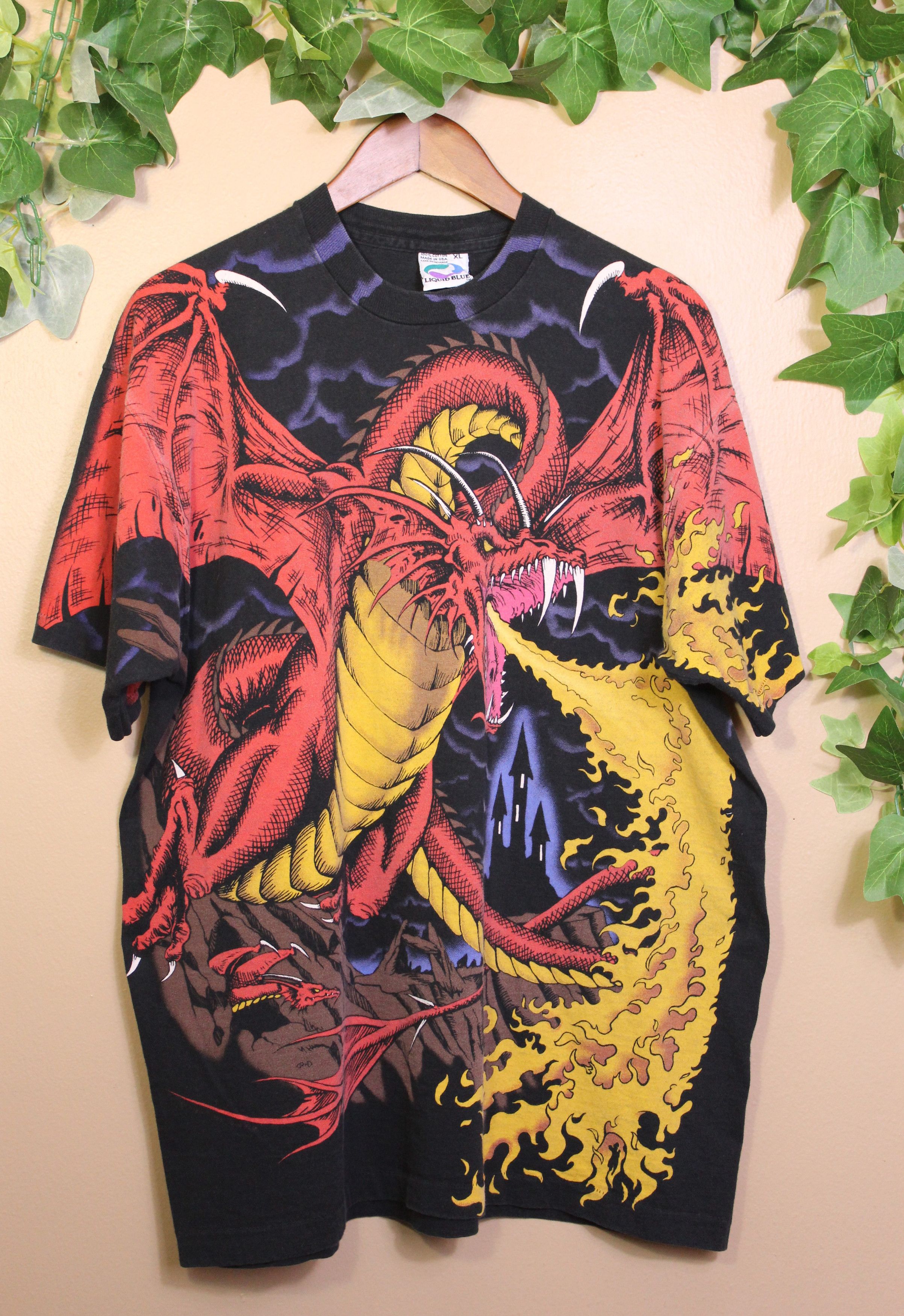 Liquid Blue × Streetwear × Vintage 93’ LIQUID BLUE DRAGON AOP TEE | Grailed