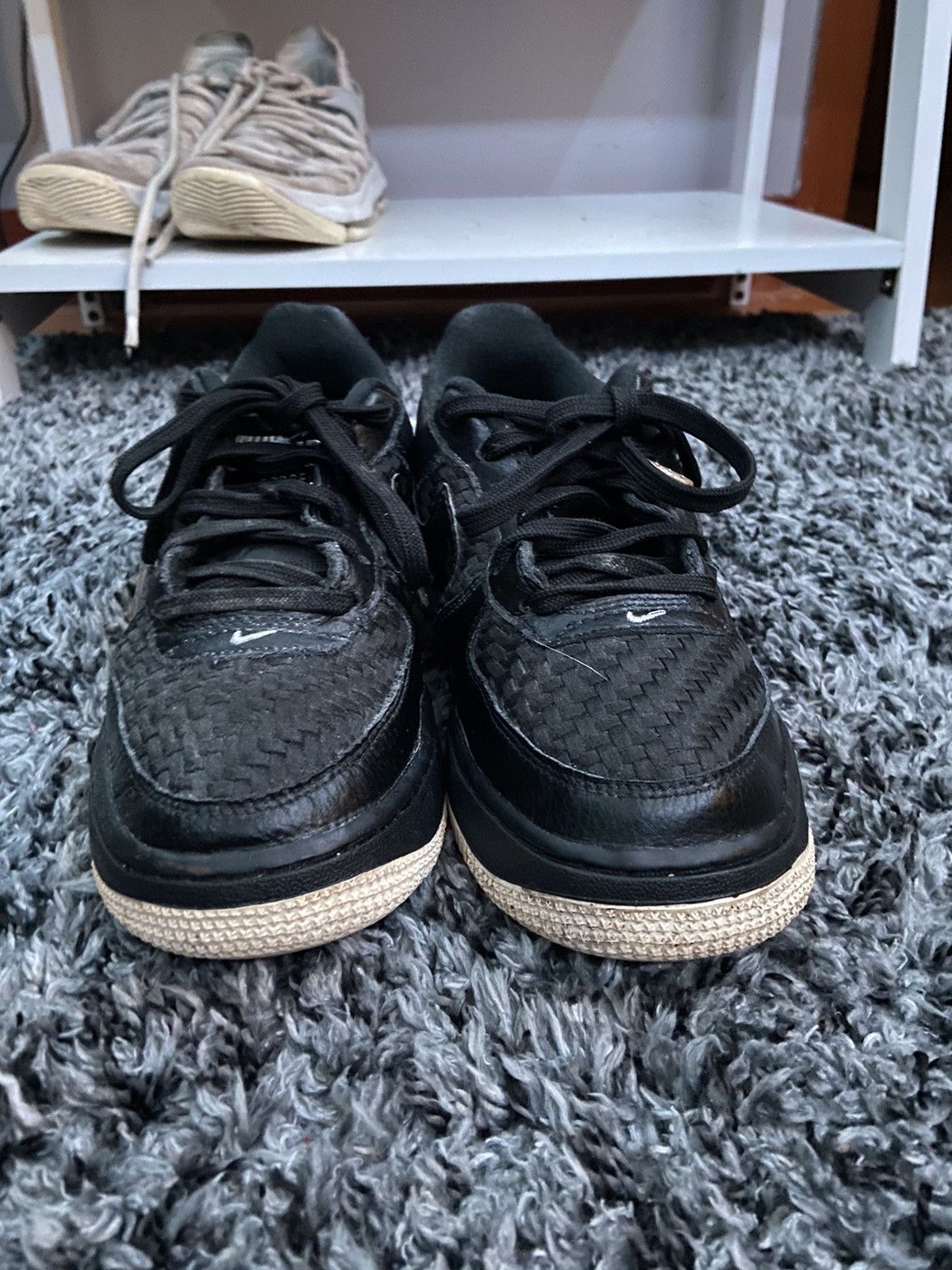 Nike Air Force 1 black mesh 6.5Y rare | Grailed