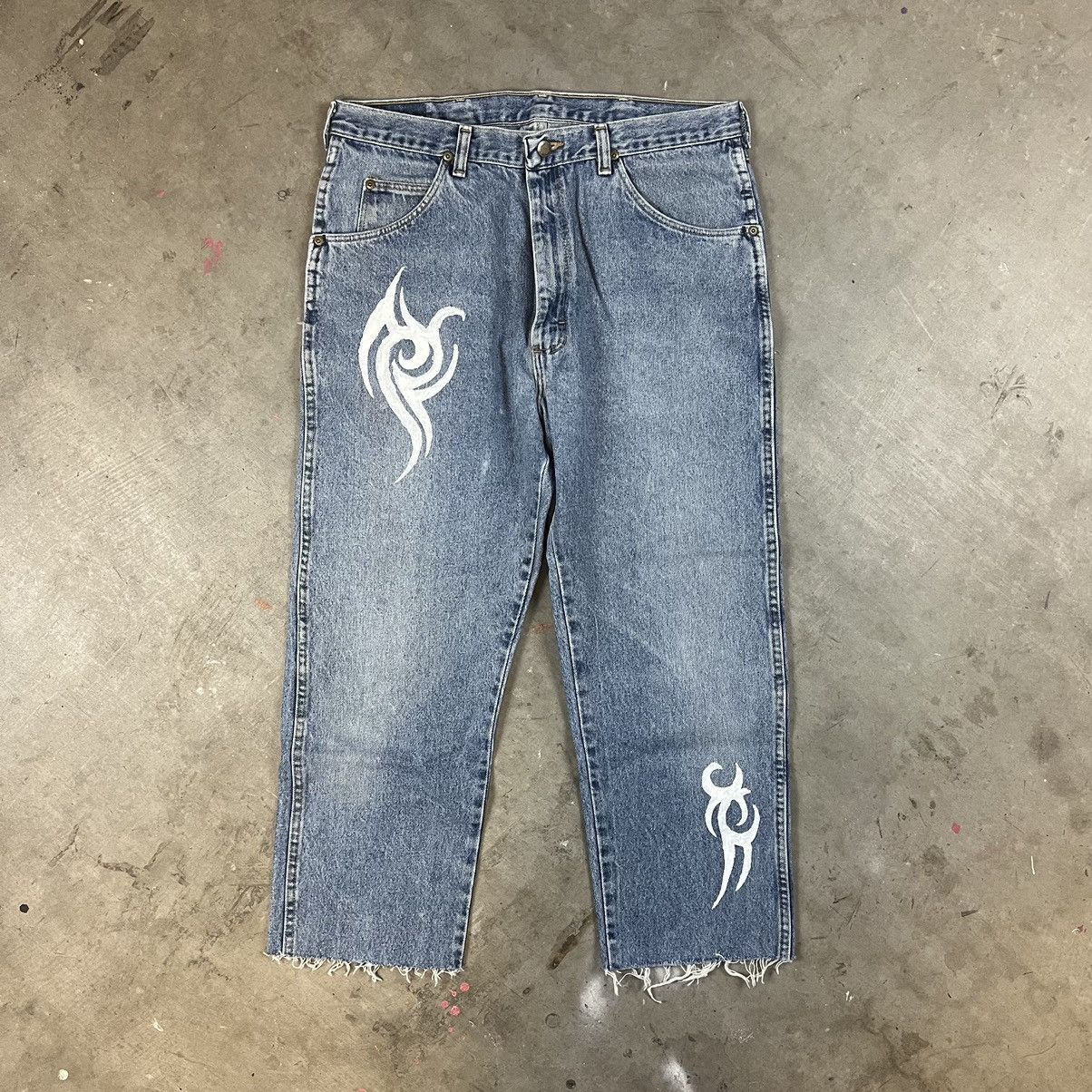 Wrangler Vintage Tribal Tattoos Cropped Denim Jeans | Grailed