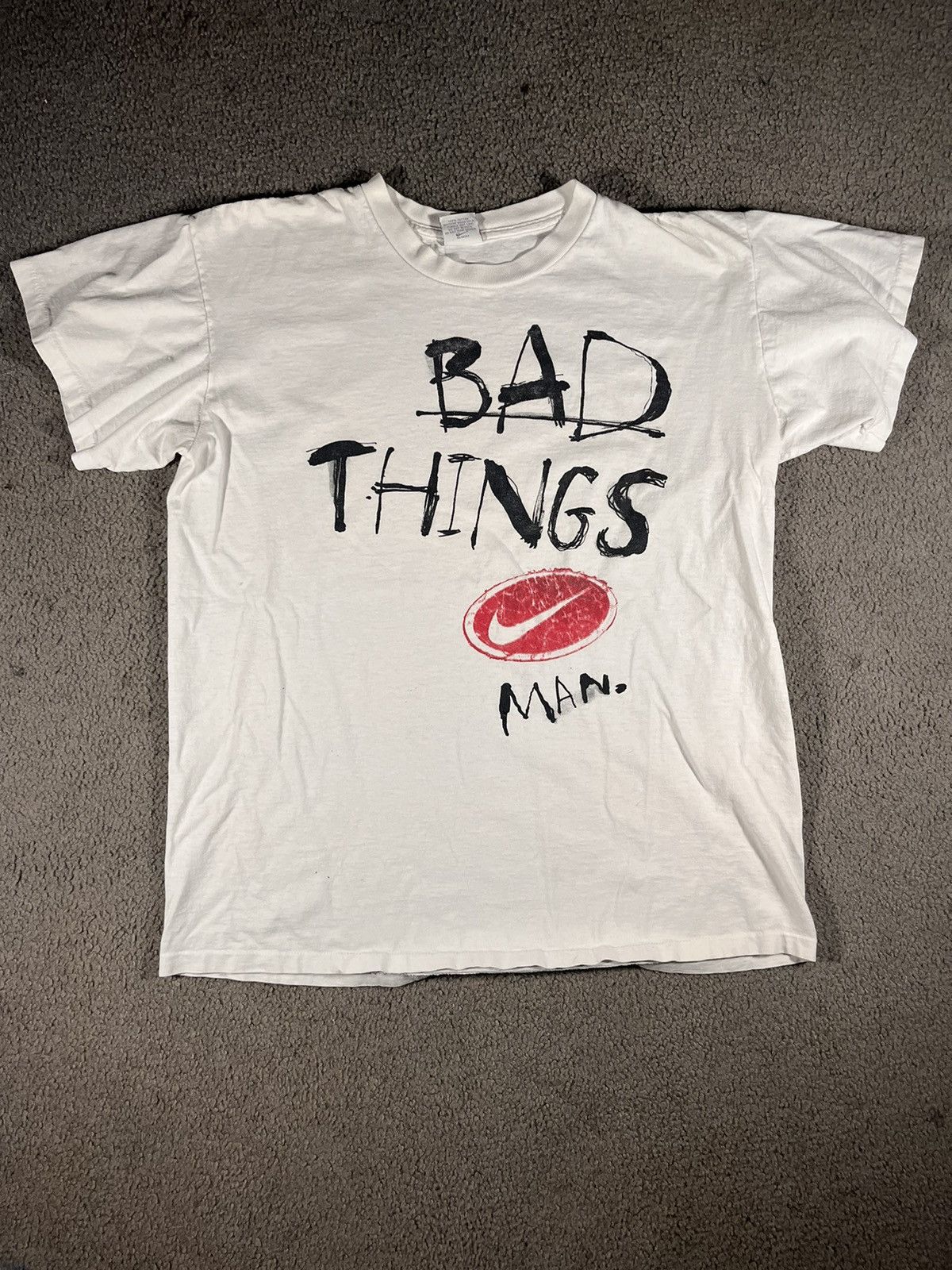 Nike × Streetwear × Vintage RARE 90s Nike Graphic Shirt Bad Things Man ...
