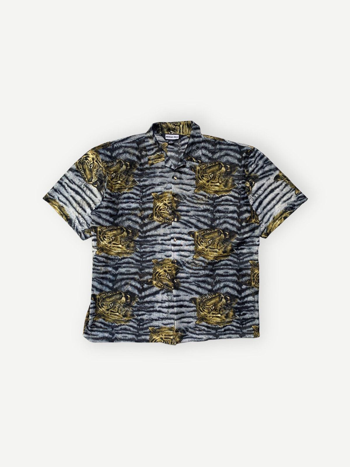 Vintage Vintage 80s Tiger Lace Short Sleeve Button Up Million Guy | Grailed