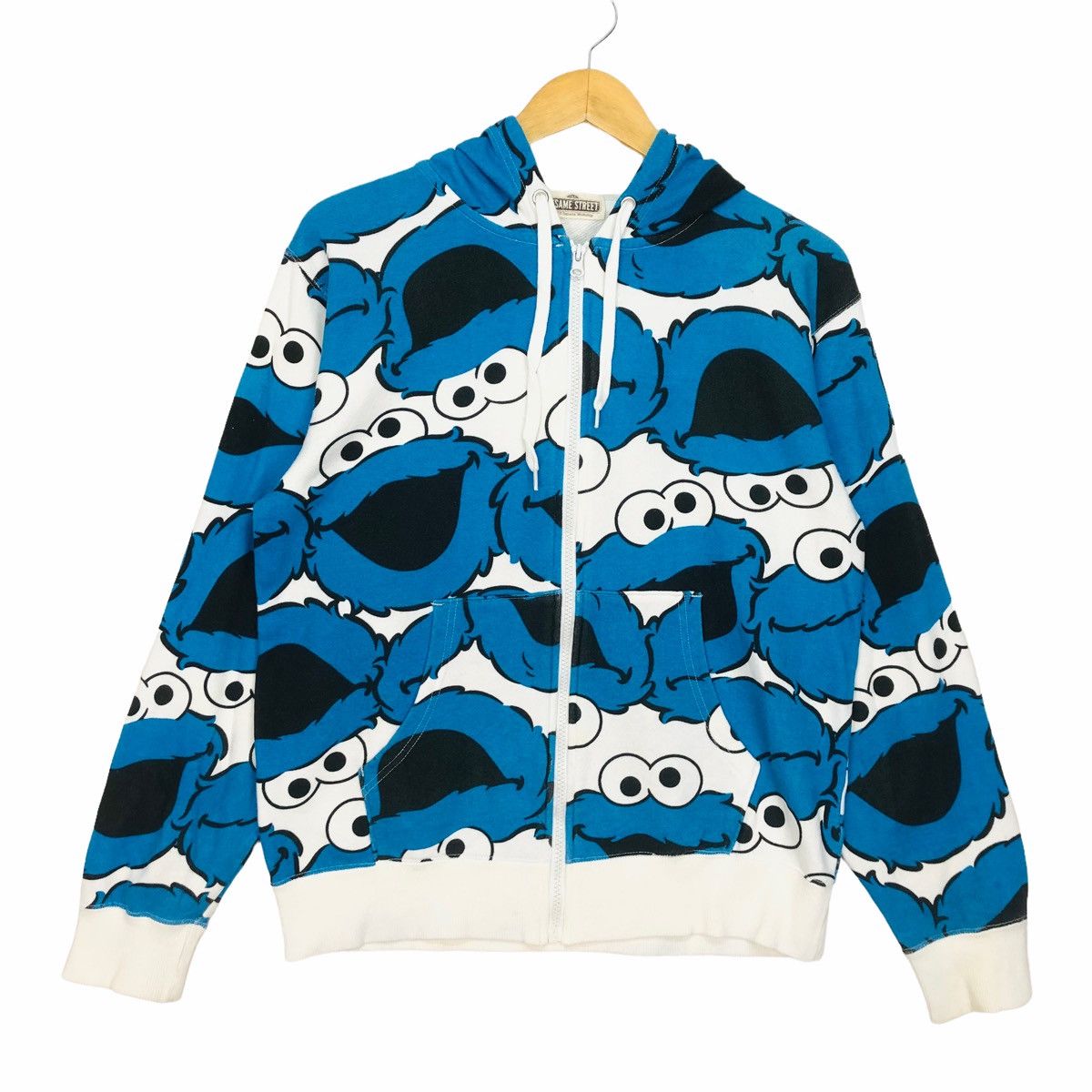 Cartoon Network Sesame Street Cookie Monster Full Print Zip Up Sweater ...